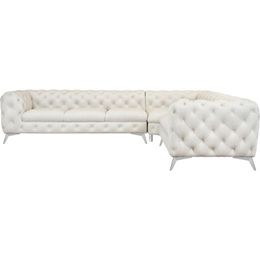 LEONIQUE Chesterfield-Sofa »Ecksofa GLYNIS L-Form mit Wellenunterfederung, Maße B/T/H 323/264/75cm« aufwändige Knopfheftung, moderne Chesterfield...