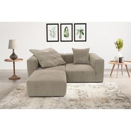 RAUM.ID Ecksofa »Gerrid L-Form« Cord, Modulsofa, bestehend aus 2 Eckelementen + 1 Hocker schlamm