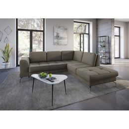 Sit & More SIT&MORE Ecksofa »Bendigo L-Form« inklusive Sitztiefenverstellung, Bodenfreiheit 15 cm, in 2 Fußfarben schlamm