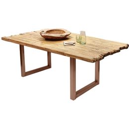 Sit Esstisch Platte mit Bruchkante aus recyceltem Holz Natur, Antikbraun + Antikbraun + Natur