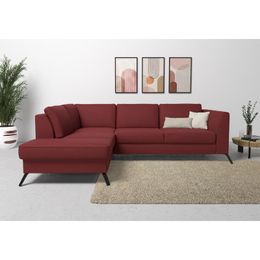 Sit & More SIT&MORE Ecksofa »Olsen L-Form« inklusive Sitztiefenverstellung, wahlweise mit Bettfunktion, 15cm hoch bordeaux