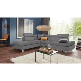 exxpo - sofa fashion Ecksofa &raquo;Fiji, L-Form&laquo; mit Kopf- bzw. R&uuml;ckenverstellung, wahlweise mit Bettfunktion grau Luxus-Kunstleder;Webstoff (100% 