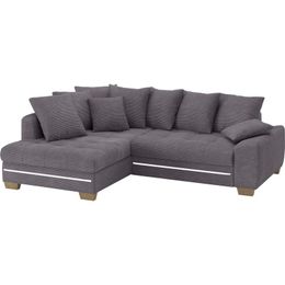 MR. COUCH Ecksofa »Nikita II, L-Form« mit RGB-LED Beleuchtung, wahlweise mit Bett, Bettkasten, Kaltschaum Stripes 8629 stone