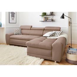 Sit & More sit&more Ecksofa &raquo;Riva L-Form&laquo; inklusive Kopteilverstellung, wahlweise mit Bettfunktion braun Flachgewebe (100% Polyester);Luxus-Microfaser (100% 