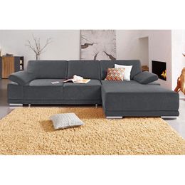 Sit & More sit&more Ecksofa &raquo;Coria L-Form&laquo; mit XL-Recamiere, wahlweise mit Bettfunktion grau Kunstleder SOFTLUX ;Struktur ( 100% Polyester);Struktur fein ( 90% 