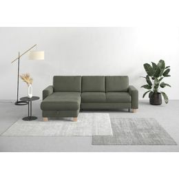Home Affaire Ecksofa »Summer L-Form« mit Recamiere, mit oder ohne Bettfunktion und Bettkasten, Cord-Bezug olive