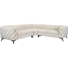 LEONIQUE Chesterfield-Sofa »Ecksofa GLYNIS L-Form mit Wellenunterfederung, Maße B/T/H 264/264/75cm« aufwändige Knopfheftung, moderne Chesterfield...