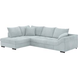 Ecksofa &raquo;Allegro, L-Form&laquo; mit Hochschl&auml;fer-Bettauszug, wahlweise mit Kaltschaum grau Novaclean Avanti (100% Polyester)