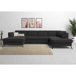 Sit & More SIT&MORE Wohnlandschaft »Olsen U-Form« inklusive Sitztiefenverstellung, wahlweise mit Bettfunktion, 15cm hoch schwarz