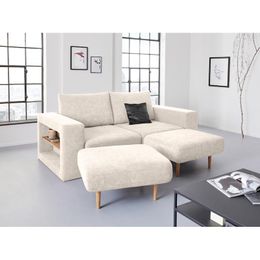 LOOKS by Wolfgang Joop 3-Sitzer &raquo;Looksvb&laquo; Verwandlungssofa: aus Sofa wird Sofa mit 2 Hockern, mit Regalfunktion beige