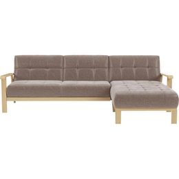 Sit & More sit&more Ecksofa &raquo;Billund L-Form&laquo; Armlehnen aus Buchenholz in natur, verschiedene Bez&uuml;ge und Farben grau 100% Polyester