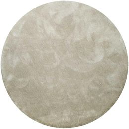 Teppich &raquo;Pisa&laquo; rund 25 mm H&ouml;he Hochflor, Microfaser, uni, weich, Shaggy, Wohnzimmer, Schlafzimmer beige Polyester