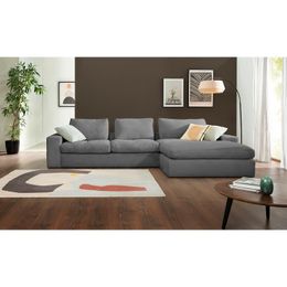 Alina Ecksofa »Sandy« mit Recamiere, in modernem Cordstoff dunkelgrau GCT 79