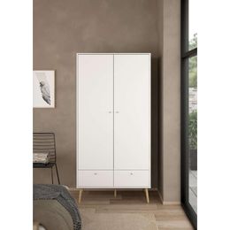 Andas Kleiderschrank &raquo;Bodo, Dreht&uuml;renschrank, Aufbewahrung Kasten Schrank Stauraum&laquo; 2 T&uuml;ren, 2 Schubladen, Beine und Griffe Massivholz, Breite 99 cm 
