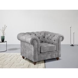 Home Affaire Sessel &raquo;Chesterfield B/T/H: 105/69/74 cm&laquo; mit hochwertiger Knopfheftung, auch in Leder grau Luxus-Microfaser (94% Polyester, 5% Nylon, 1%
