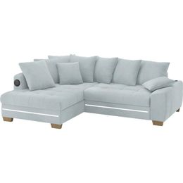 Ecksofa &raquo;Nikita II, L-Form&laquo; mit Kaltschaum, RGB-LED, Soundsystem, wahlweise mit Bett, Bettkasten grau Novaclean Avanti (100% Polyester)