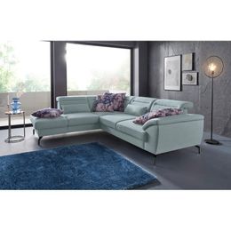 Sit & More SIT&MORE Ecksofa »Percy L-Form« 15 cm Fußhöhe, Sitztiefenverstellung, wahlweise in 2 Fußfarben aqua