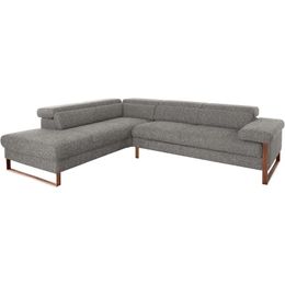 W.Schillig Ecksofa &raquo;finn, Designsofa mit tollem Sitzkomfort, bequem, L-Form&laquo; German Design Award 2016, Fu&szlig;gestell Nussbaum natur, Breite 281 cm grau 