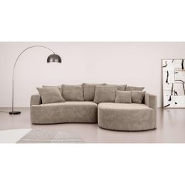 Inosign Ecksofa »Kahekili, Schlafsofa mit Bettkasten, Maße B/T/H: 255/181/90/ cm« L-Form mit Wellenunterfederung, 7 Rückenkissen und 2 Zierkissen...