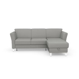 Sit & More SIT&MORE Ecksofa »Visby L-Form« wahlweise mit Bettfunktion und Bettkasten, frei im Raum stellbar silber