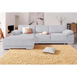 Sit & More SIT&MORE Ecksofa »Coria L-Form« mit XL-Recamiere, wahlweise mit Bettfunktion silber
