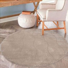 Carpet City Teppich »Friseé-Teppich FANCY 904« rund 12 mm Höhe Kurzflor Wohnzimmer, Florale 3D-Optik, für Schlafzimmer, Flur Beige Obermaterial:...