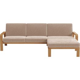 Sit & More SIT&MORE Ecksofa »Kolding L-Form« Armlehnen aus eichefarbigem Buchenholz, verschiedene Bezüge und Farben beige