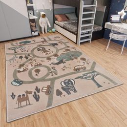 Hanse Home Kinderteppich »Adventures Animal Park« rechteckig 8 mm Höhe Spielteppich, fest, Kinderzimmer, Kurzflor, Spielunterlage Creme,Braun,Grau...