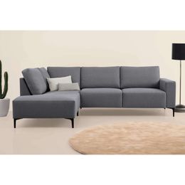 Home Affaire Ecksofa »Tournon, L-Form, Breite 256 cm, Webstoff, Chenille« Designsofa im nordischen Stil, Wellenunterfederung, Metallfüße grey 100%...
