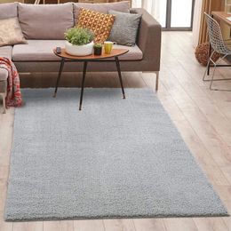 Carpet City Hochflor-Teppich »Plainy« rechteckig 30 mm Höhe Shaggy Polyester Teppich, besonders weich, Uni-Farben grau Obermaterial: 100% Polyester...