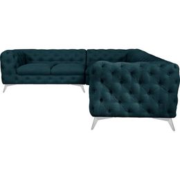 LEONIQUE Chesterfield-Sofa »Ecksofa GLYNIS L-Form mit Wellenunterfederung, Maße B/T/H 323/264/75cm« aufwändige Knopfheftung, moderne Chesterfield...
