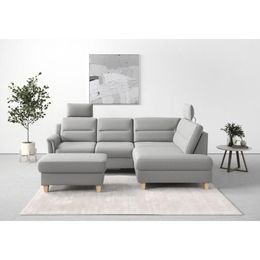 Sit & More SIT&MORE Ecksofa »Farö L-Form« inklusive Federkern, wahlweise mit Bettfunktion und Bettkasten grau