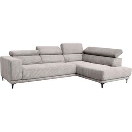 Alina Ecksofa »Hikari« wahlweise mit Sitzvorzug, in modernem Cordstoff, Breite 302 cm platingrau GCT 49
