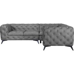 LEONIQUE Chesterfield-Sofa »Ecksofa GLYNIS L-Form mit Wellenunterfederung, Maße B/T/H 264/204/75cm« aufwändige Knopfheftung, moderne Chesterfield...