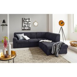 DOMO collection Ecksofa »Topper zeitlos elegant, kompakte Stellmaße, OTTOs Choice, L-Form« mit Ottomane, wahlweise mit Schlaffunktion dunkelblau