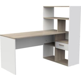 Demeyere Group Schreibtisch »Strate« Schreibtisch Regal 1 Schublade Matt Weiss + Eiche