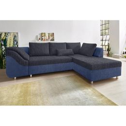 Collection AB Ecksofa »Sally L-Form« mit und ohne Bettfunktion, inklusive loser Rücken- und Zierkissen blau/blaubraun