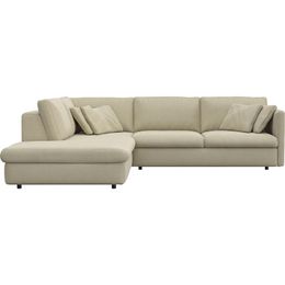 FLEXLUX Ecksofa »Lovane, elegant und zeitlos, bequem, L-Form« Weich & anschmiegsam, große Sitztiefe auf Kaltschaum, Dekokissen inkl. Sandy Beige