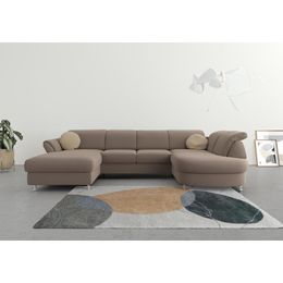Sit & More SIT&MORE Wohnlandschaft »Apulia U-Form« wahlweise Bettfunktion, Bettkasten und Kopf- und Armteilverstellung taupe