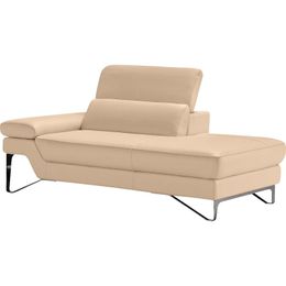 Egoitaliano Ottomane &raquo;Princess, elegantes Designsofa mit erstklassigem Sitzkomfort,&laquo; inkl. verstellbarem Kopfteil und edle Designmetallf&uuml;&szlig;e beige Leder &raquo;BULL&laquo; (