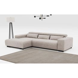 COTTA Ecksofa &raquo;Side L-Form, mit Kopfteilverstellung & 3 Nierenkissen&laquo; optional motorische Sitztiefenverstellung grau 100% POLYESTER (PES)