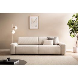 Home Affaire INOSIGN 3-Sitzer »TORGE (257cm), Sofa, Schlafsofa in Cord, Samtvelours, Struktur fein« rundes Design, Schlaffunktion u. Bettkasten,...