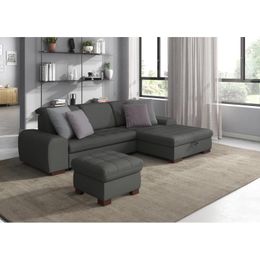 Sit & More sit&more Ecksofa &raquo;Luxor L-Form&laquo; wahlweise mit Bettfunktion, Bettkasten und Kopfteilverstellung grau Luxus-Microfaser ALTARA NUBUCK (100% Polyester);