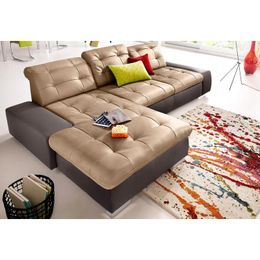 Sit & More sit&more Ecksofa &raquo;Palomino L-Form&laquo; wahlweise XL oder XXL und mit Bettfunktion braun Kunstleder SOFTLUX /Struktur (100% Polyester);Kunstleder SOFTLUX /