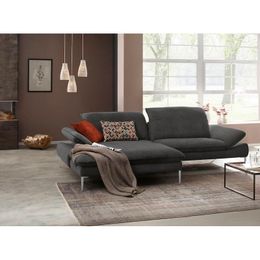 W.Schillig Ecksofa &raquo;enjoy&MORE, Designsofa, elegant und bequem, L-Form&laquo; mit Sitztiefenverstellung, F&uuml;&szlig;e Chrom gl&auml;nzend, Breite 294 cm grau Chenille-