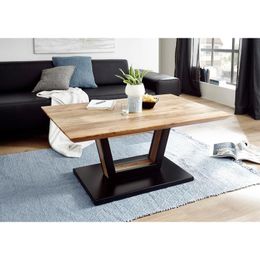 MCA furniture Couchtisch »Bedford« Wohnzimmertisch Massivholz Akazie Natur lackiert Akazie Natur + Schwarz matt + Akazie Natur