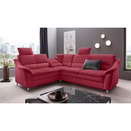 Places of Style Ecksofa »Cardoso L-Form« Federkern, wahlweise mit Bett, Schubkasten, teilweise Relaxfunktion bordeaux