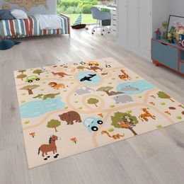Paco Home Kinderteppich »Bino 580« rechteckig 4 mm Höhe Spielteppich, Motiv Straße & Autos, Kinderzimmer Mehrfarbig Obermaterial: 100% Polyester B...