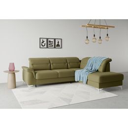 Sit & More SIT&MORE Ecksofa »Sinatra L-Form« mit Ottomane, optional mit Kopfteilverstellung und Armteilfunktion olive