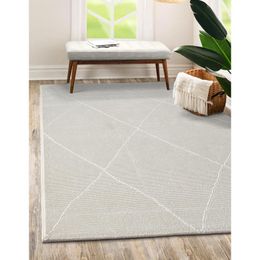 the carpet Teppich &raquo;Lima&laquo; rechteckig 12 mm H&ouml;he Designer Teppich Flor 1 recyceltem Polyester waschbar Creme Obermaterial: 100% Polyester B : 160 cm...